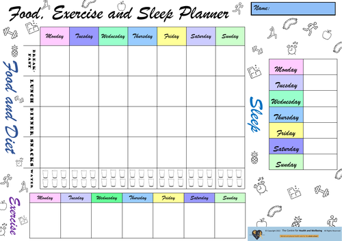 Diet, Exercise and Sleep Diary | Teaching Resources