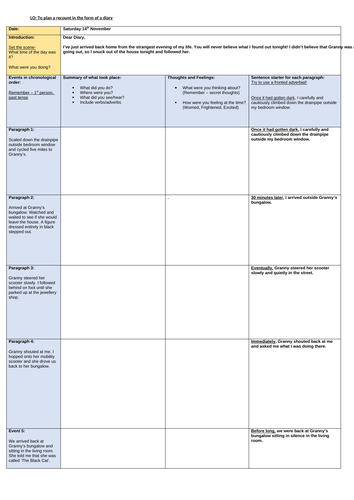 Year 4 Literacy Planning - Diary Writing - Gangsta Granny | Teaching ...