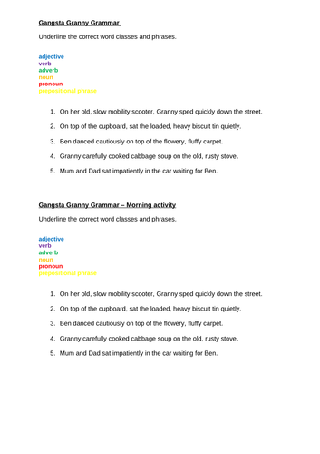 Year 4 Literacy Planning - Diary Writing - Gangsta Granny | Teaching ...