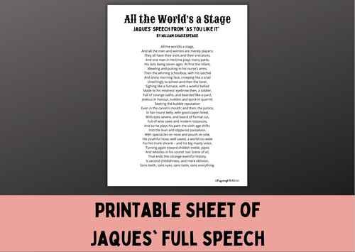 All the World's a Stage | The Seven Ages of Man | Differentiated ...