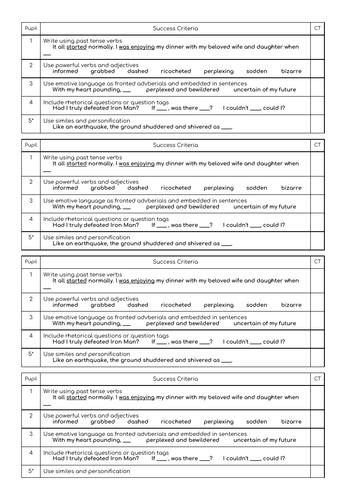 The Iron Man diary entry - Hogarth's father | Teaching Resources