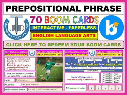 PREPOSITIONAL PHRASE - 70 BOOM CARDS | Teaching Resources