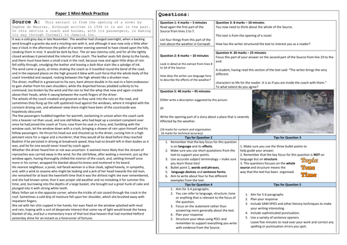 Language Paper 1 Mini Mocks | Teaching Resources