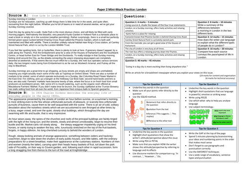 Language Paper 2 Mini Mocks | Teaching Resources