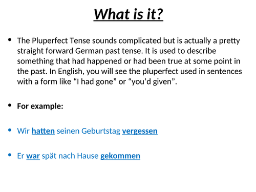Pluperfect tense | Teaching Resources