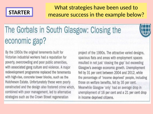 Edexcel A-Level Geography Topic 4A Regenerating Places | Teaching Resources