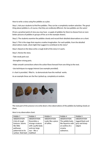 How to write a story using 5 pebbles as a plan | Teaching Resources
