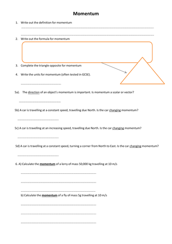 KS4 GCSE Physics: 7 Momentum Worksheets with answers 11 pages ...