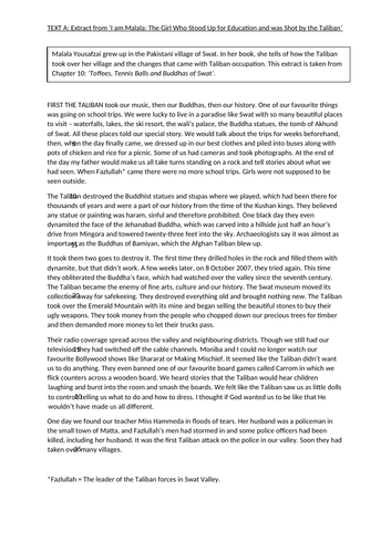 Malala Yousafzai and Anne Frank Text Comparisons | Teaching Resources