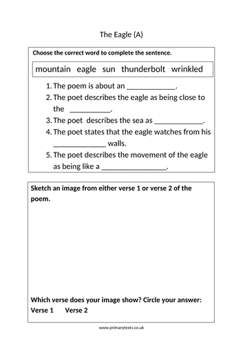 The Eagle by Alfred Lord Tennyson: PPT, poem and worksheets | Teaching ...