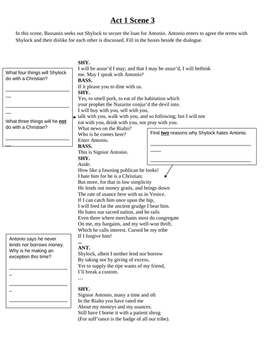 Shylock - MERCHANT OF VENICE | Teaching Resources