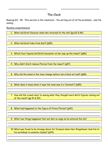 'Clockwork' by Philip Pullman - 5 weeks of Literacy tasks, write on and ...