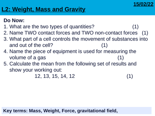 2. Weight Mass and Gravity | Teaching Resources