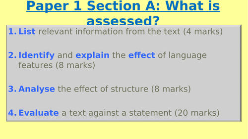 AQA English GCSE Paper 1 - Reading and Writing - Reading extract is ...