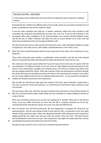 AQA GCSE English Paper 1 Practice - using 'The Story of an Hour ...