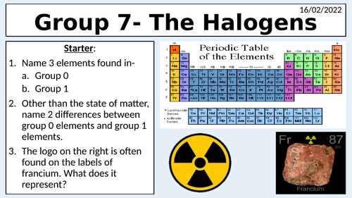 Noble Gases, Alkali Metals & Halogens (3 lessons) | Teaching Resources