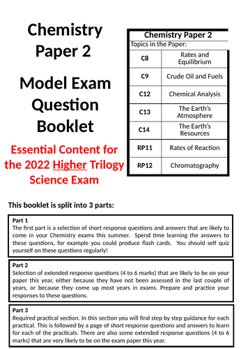 AQA GCSE Chemistry Paper 2 Revision Booklet for 2022 | Teaching Resources