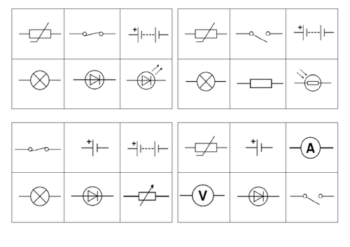 Circuit Diagram Symbols Bingo | Teaching Resources