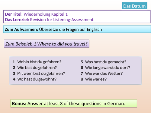 German - Stimmt! 2 Kapitel 1: Ich liebe Ferien! - Powerpoints ...