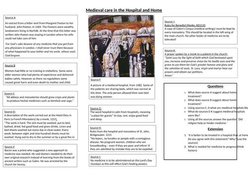 Medieval Unit for Edexcel Medicine Through Time GCSE | Teaching Resources