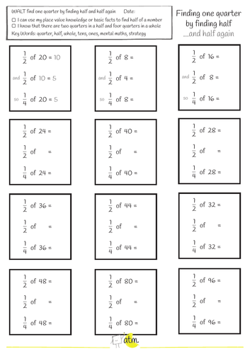 Finding One Quarter by Finding Half & Half Again | Teaching Resources