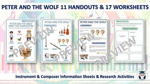 Peter and the Wolf 11 Handouts and 17 Worksheets - Print & Go PDFs ...