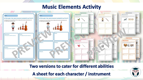 Peter and the Wolf 11 Handouts and 17 Worksheets - Print & Go PDFs ...