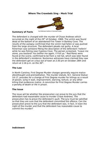 Where The Crawdads Sing - Mock Trial | Teaching Resources
