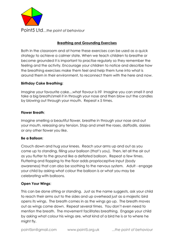 Point5 Behaviour: Breathing and Grounding Exercises, with Calm Card ...
