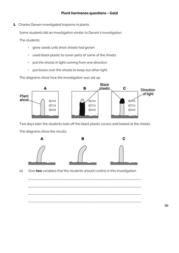 AQA GCSE (9-1) Biology (Triple) - Plant hormones | Teaching Resources