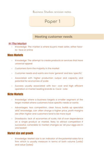 Edexcel A Level Business Paper 1 Revision Notes | Teaching Resources Edexcel A Level Business Paper 1 Revision Notes | Teaching Resources