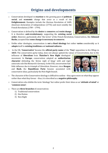 Origins of Conservatism A Level Politics | Teaching Resources