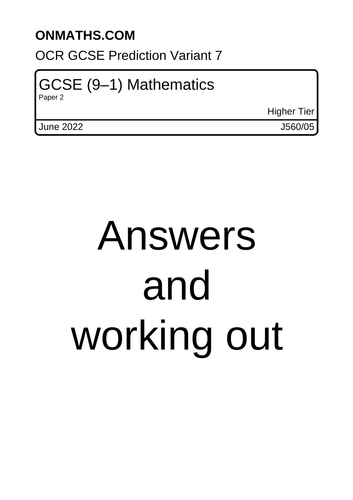Advance Information Maths GCSE OCR 2022 June Paper 2 Higher Predicted ...