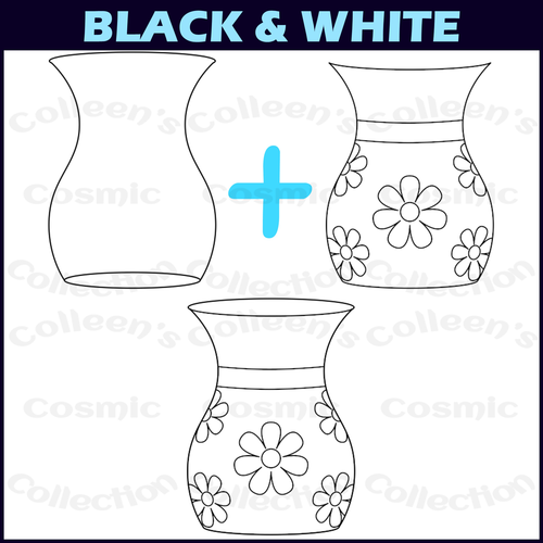 Rainbow Flower Vases Clipart Containers | Teaching Resources