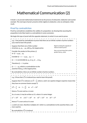 Proof (Year 2 A Level Maths): class notes + questions and answers ...