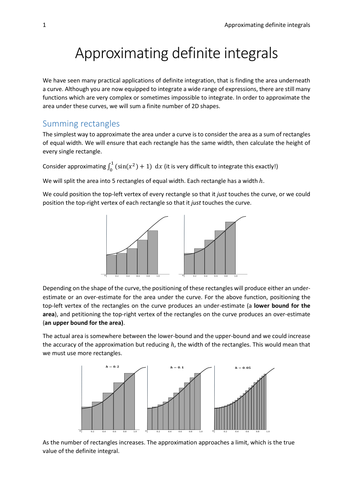 Numerical Integration (Year 2 A Level Maths): class notes + questions ...