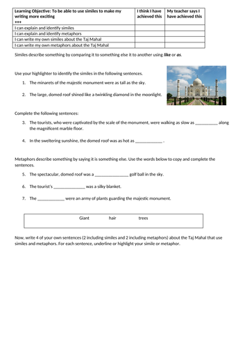 Year 4 Setting Description | Teaching Resources