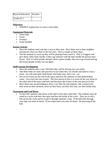 Scooters Lesson Plan, Kindergarten, 1st and 2nd Grade | Teaching Resources