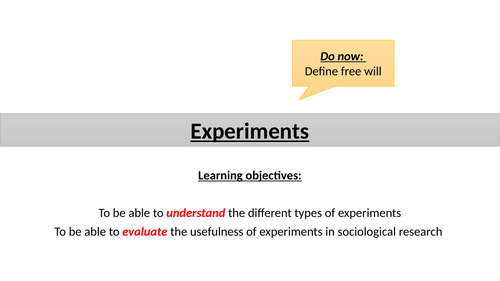 AQA A Level Experiments Sociology | Teaching Resources