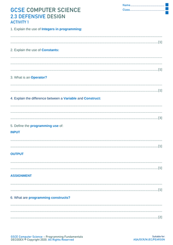 OCR/AQA/Pearson GCSE Computer Science - Programming Fundamentals ... OCR/AQA/Pearson GCSE Computer Science - Programming Fundamentals ...