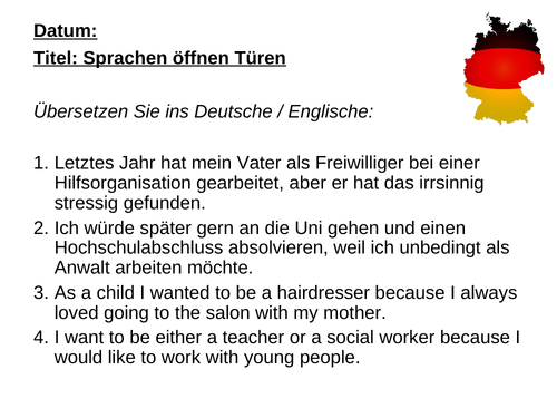 AQA/EDEXCEL Stimmt GCSE German (Higher) – Kapitel 7 – Sprachen öffnen ...