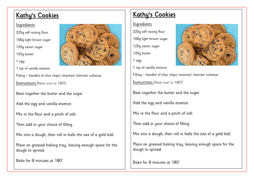 KS1 Maths & DT Cooking - Kathy's Cookies | Teaching Resources