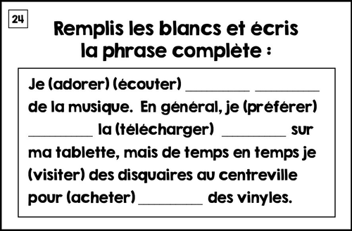 FRENCH ER VERBS PRESENT TENSE CHALLENGE CARDS | Teaching Resources