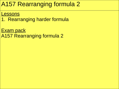 A157 Rearranging formula 2 | Teaching Resources