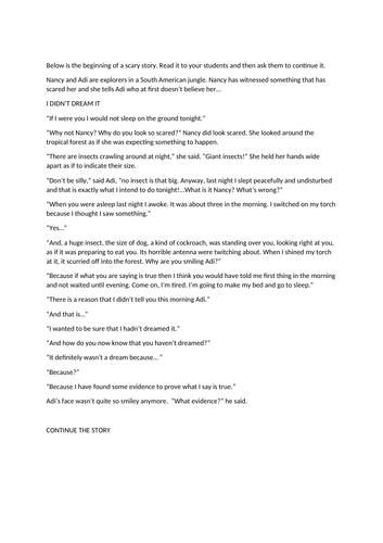 A scary story opening for students to continue... | Teaching Resources