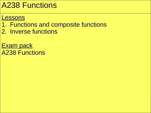 A238 Functions | Teaching Resources