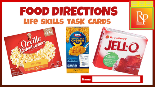 Life Skills COOKING COMPREHENSION: Packaged Foods & Directions Special ...