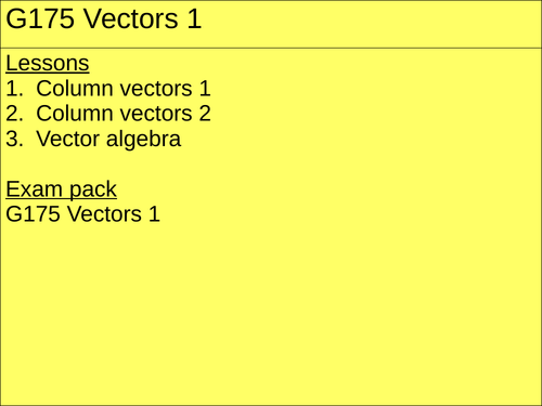 G175 Vectors 1 | Teaching Resources