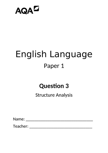 AQA English Language Paper 1 Question 3 | Teaching Resources