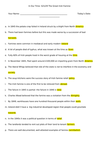 Irish Potato Famine for high flyers. BBC documentary questions ...